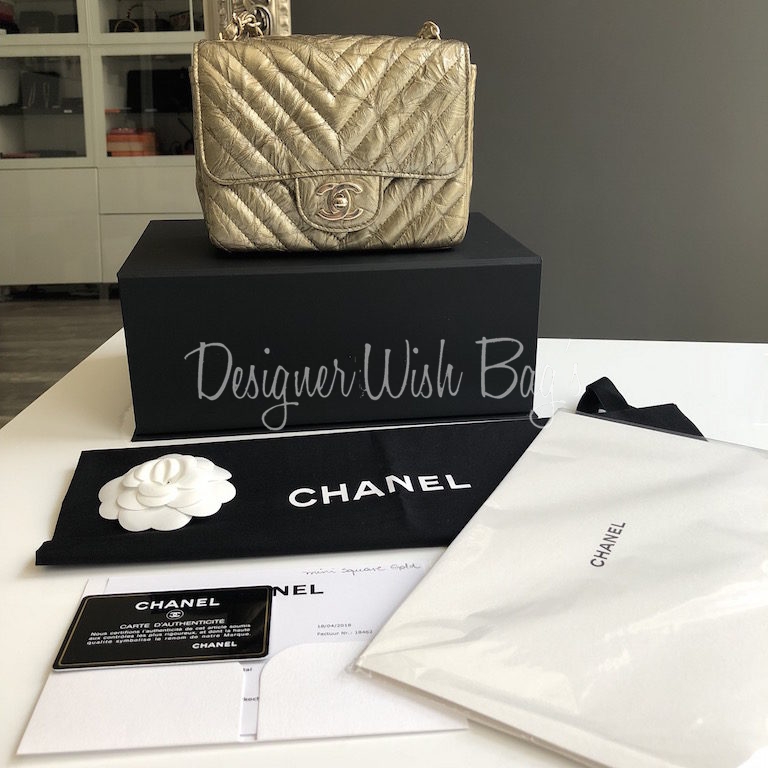 Chanel Mini Gold Chevron 18S - Designer WishBags
