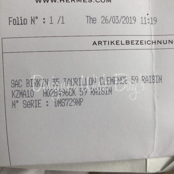 Hermes Receipt Template
