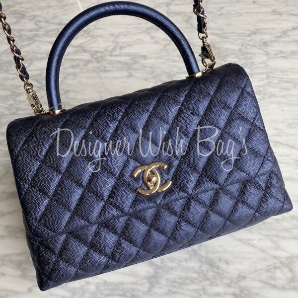 Chanel Coco Handle Blue Caviar - Designer WishBags