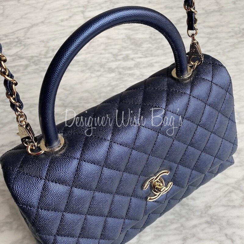 Chanel Coco Handle Blue Caviar - Designer WishBags