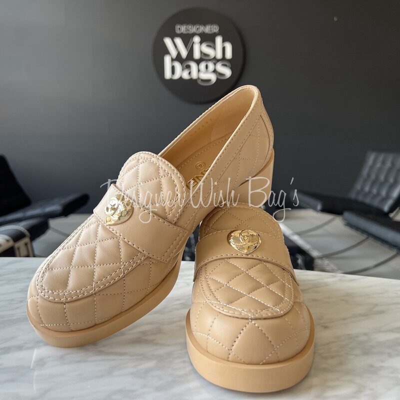 Chanel Beige Mocassins - Designer WishBags