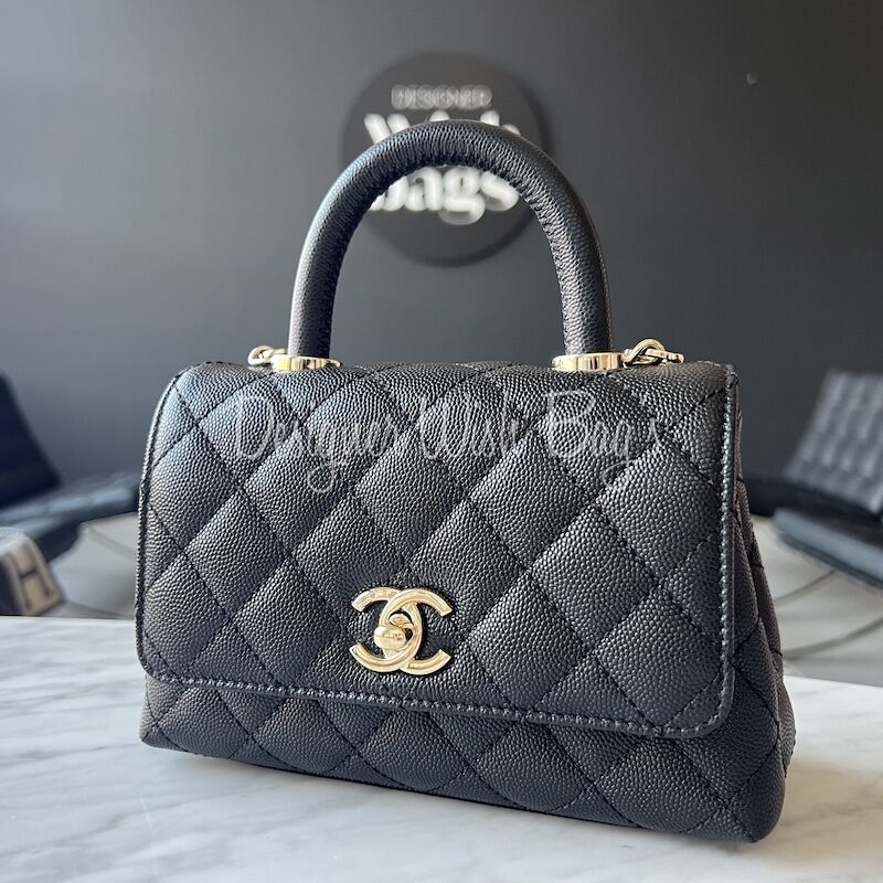 Chanel Mini Coco Handle Black Caviar Gold Hdw - Designer WishBags - now ...